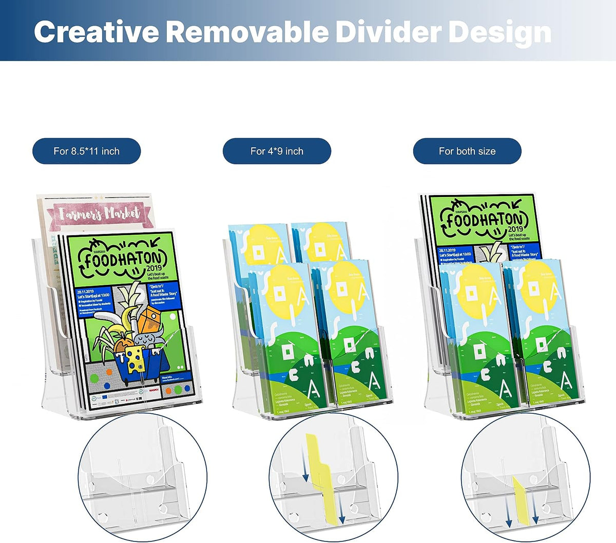 Danoni Acrylic Brochure Holder 8.5 x 11 inch, 2, 3, 4Tier with Removab ...